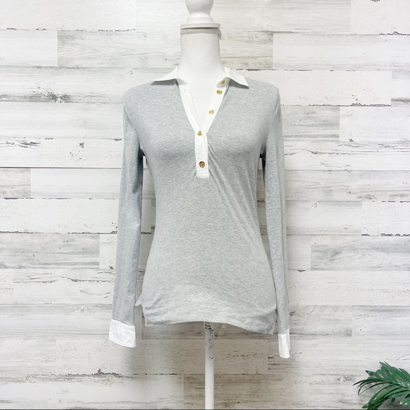 C. Wonder | Sweaters | C Wonder Grey Long Sleeve White Collared Quarter ...